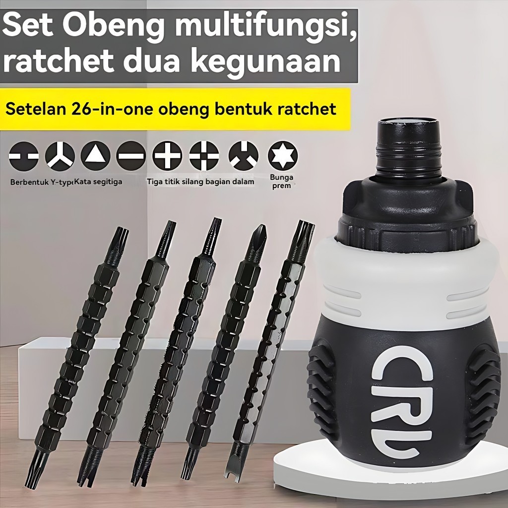 Jual Obeng CRV Set 26 in1 Obeng Cebol BB Buntek Karet Dua Arah Bolak ...