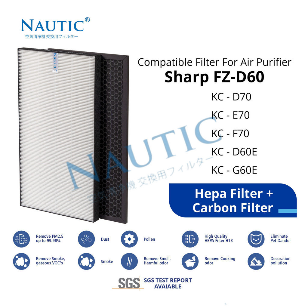 Jual HEPA Filter Sharp Air Purifier FZ-D60HFE KC-G60 KC-D60 KC-G60Y-W ...