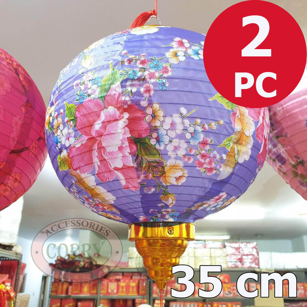 Jual Lampion Kain Bulat 2 PC Imlek 35 Cm Pink Bunga Dekor Restoran Mall ...