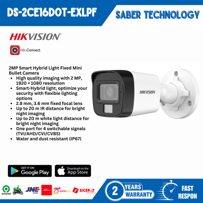 Jual HIKVISION DS-2CE16D0T-EXLPF 2MP DUAL LIGHT FIXED MINI BULLET CAMERA | Shopee Indonesia
