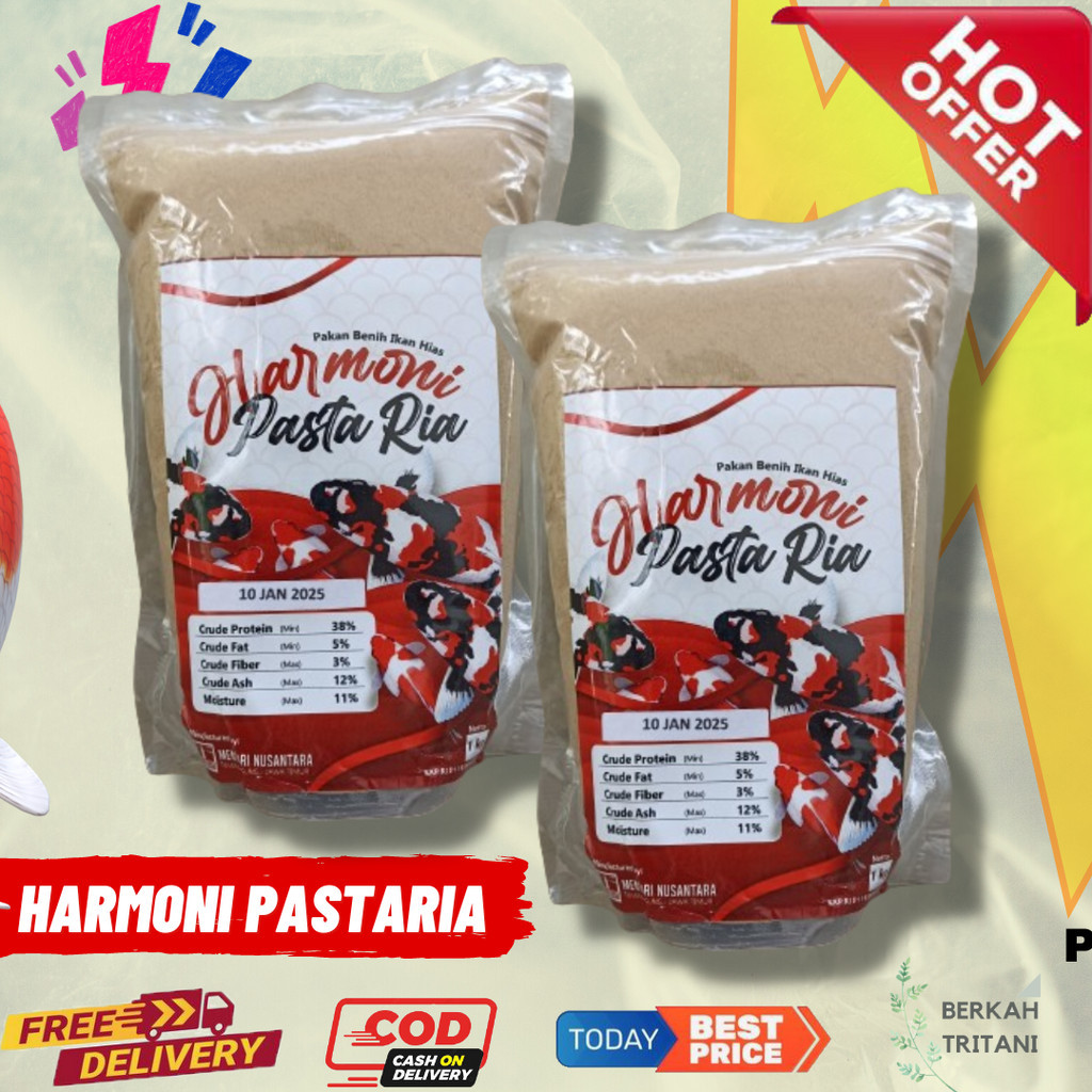 Jual Harmoni Pastaria 1KG Pakan Ikan Powder Burayak Koi Koki | Shopee ...