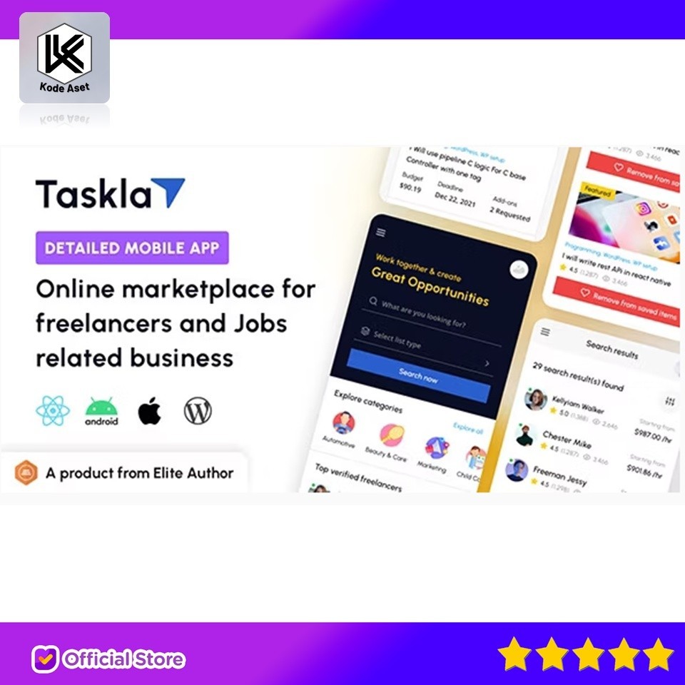 Jual SOURCE CODE APLIKASI TASKLAY - FREELANCER MARKETPLACE REACT NATIVE APP BY FUZITECH | Shopee ...