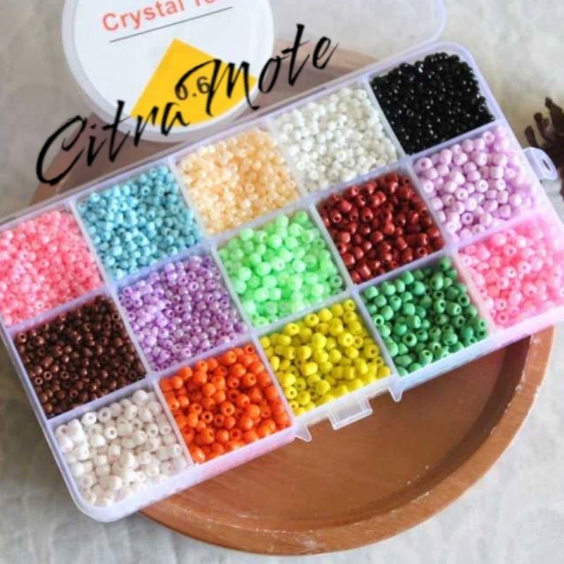 Jual Satu Paket Meronce Sekat 15 - DIY Beads Kit - Manik Set Box ...
