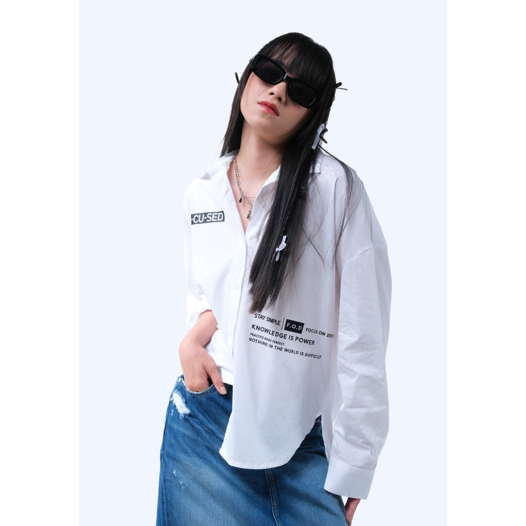 Jual FOD Kemeja Oversize Vani Offwhite 24009F5OW | Shopee Indonesia
