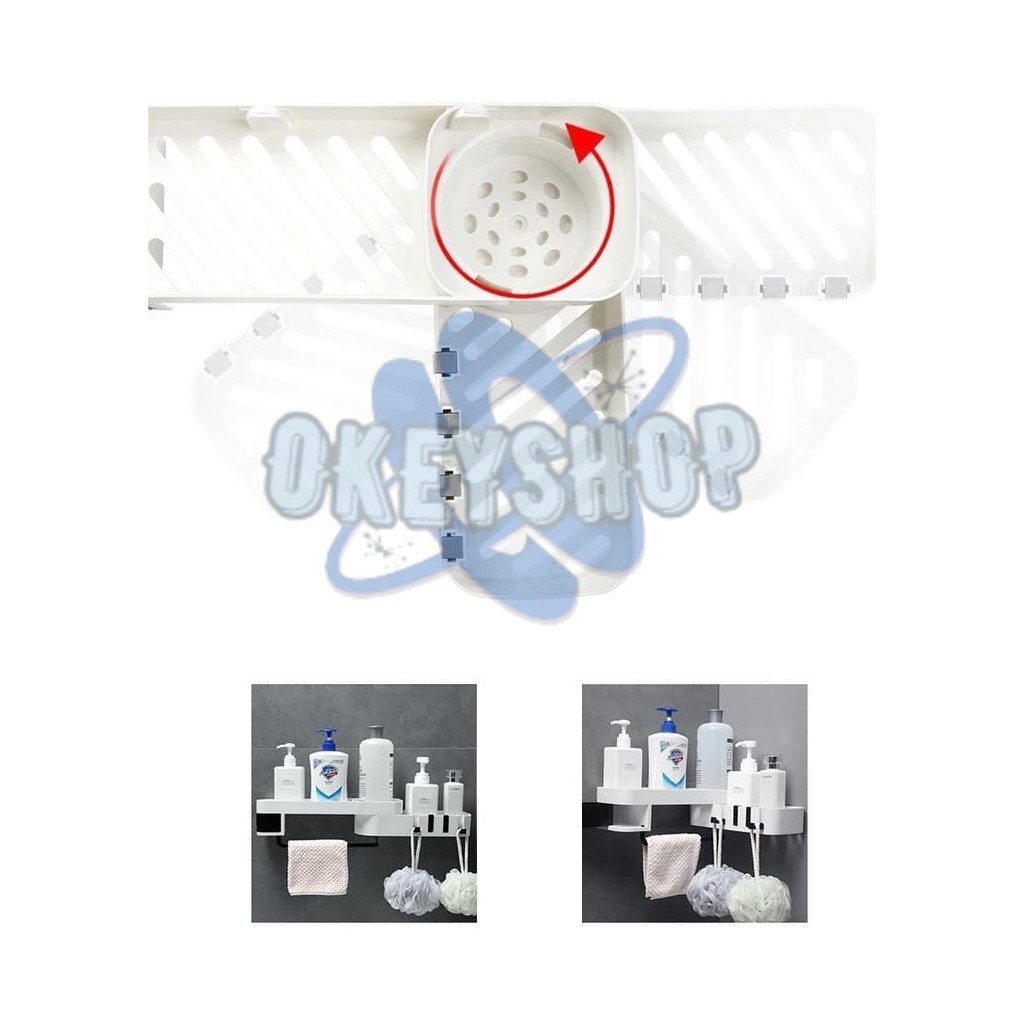 Jual Rak Sudut Rak gantung putar serbaguna Corner shower rotary shelf ...