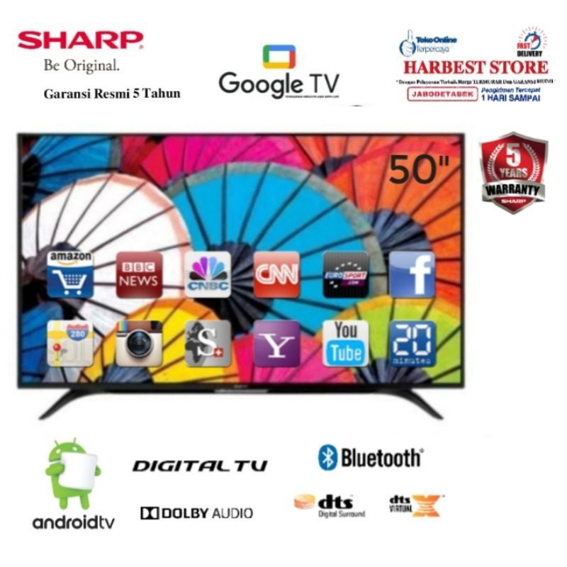 Jual GARANSI 5 TAHUNSHARP LED ANDROID TV GOOGLE TV 50 INCH DOLBY ATMOS 2T-C50EG1I BLUETOOTH ...