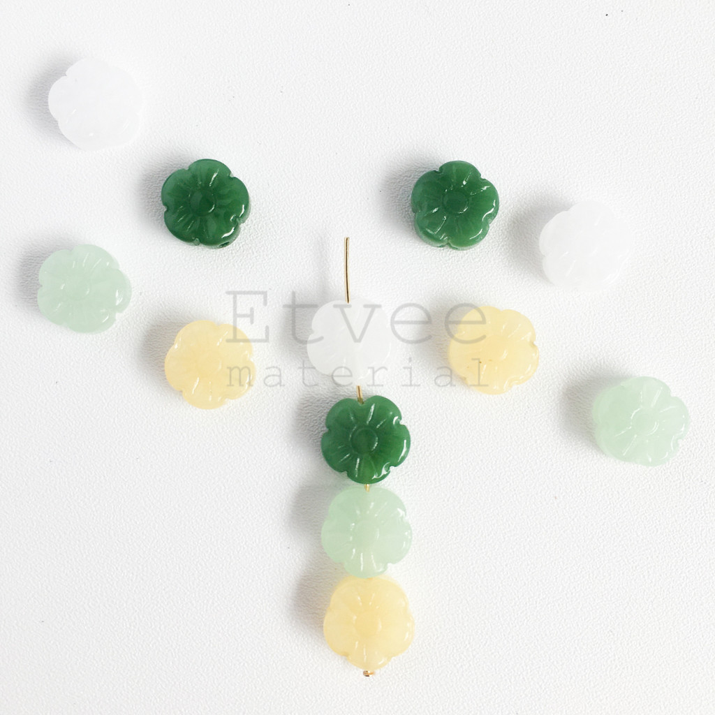 Jual LB09 glass bead manik bunga giok lubang DIY gelang kalung | Shopee ...