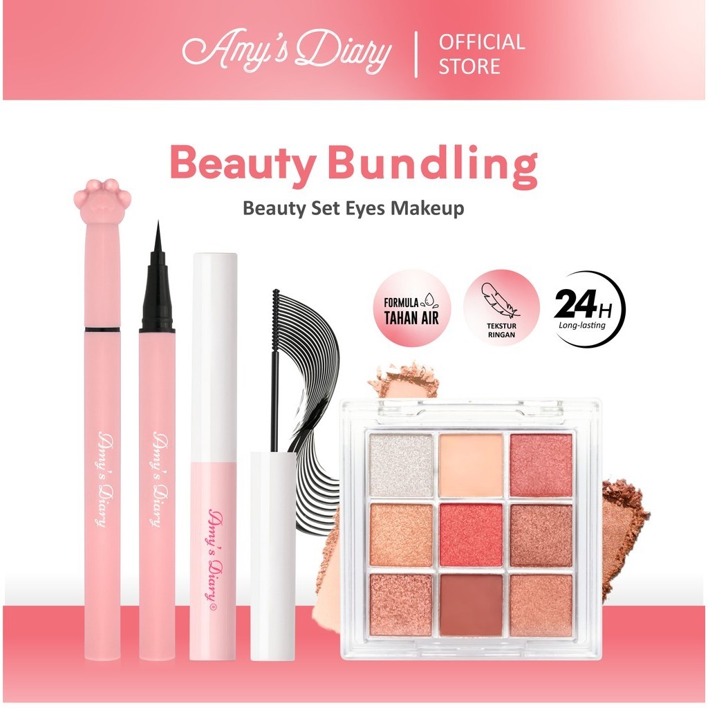 Jual AMY'S DIARY 3PCS Special Bundling Eye Makeup Set Eyeshadow Mascara Eyeliner Long-lasting ...