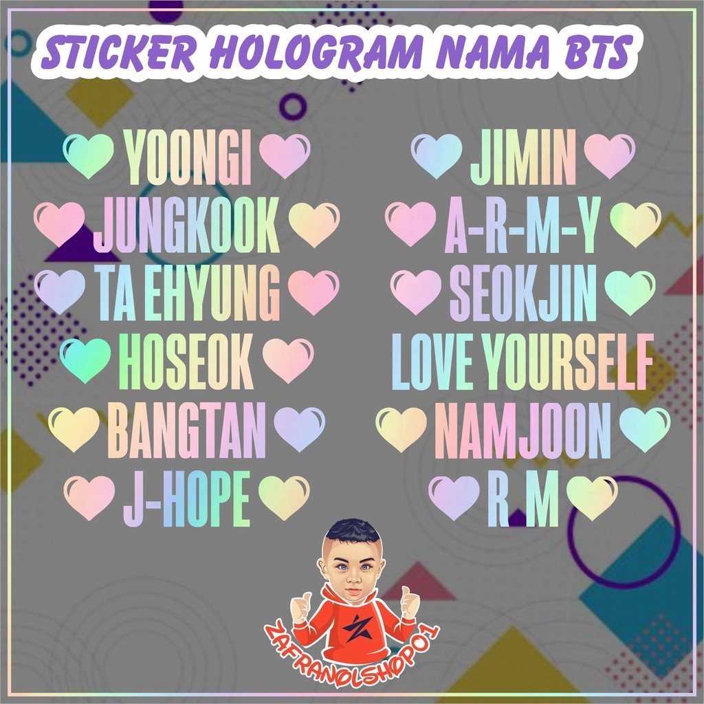 Jual STIKER CUTTING LIGHTSTICK ARMYBOMB BTS HOLOGRAM BTS NAMA MEMBER ...