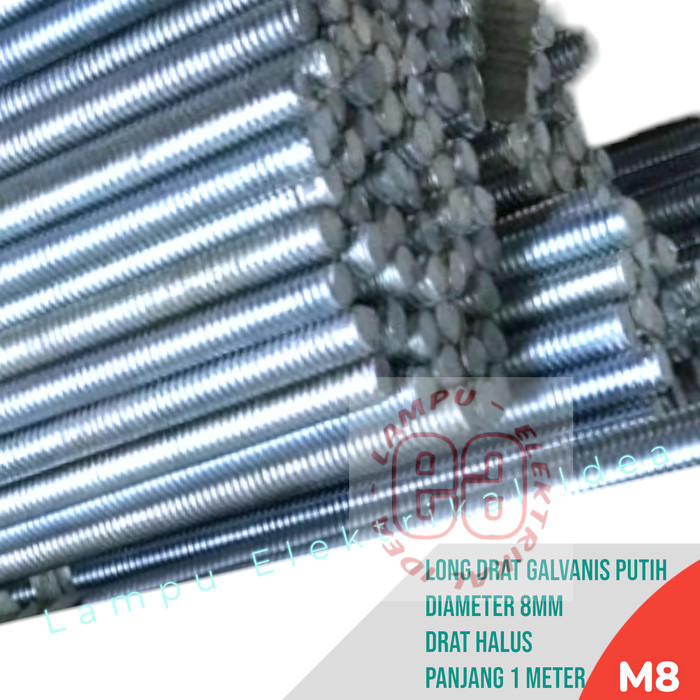 Jual LONGDRAT M8 GALVANIS AS DRAT (8 mm) HALUS 1 METER / LONG AS DRAT ...