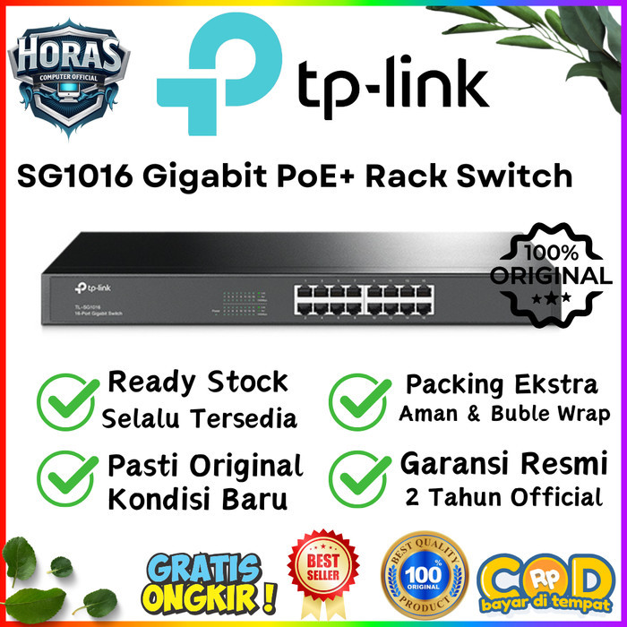 Jual TP-Link TL-SG1016 16 Port Gigabit Rackmount Managed Switch Router ...