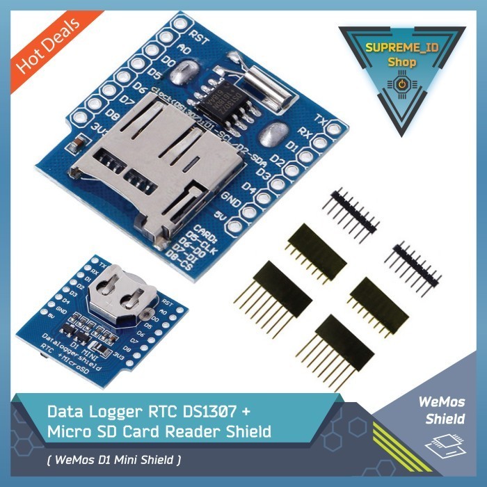 Jual Data Logger RTC DS1307 + Micro SD Card Reader Shield for WeMos D1 mini | Shopee Indonesia