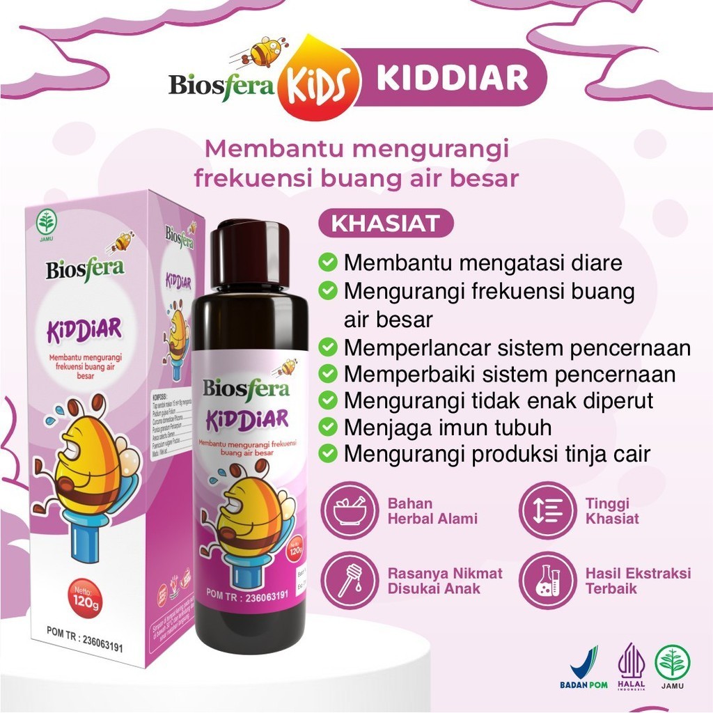 Jual BIOSFERA KIDS MADU KIDDIAR Obat Herbal Diare Anak Mencret Sering ...