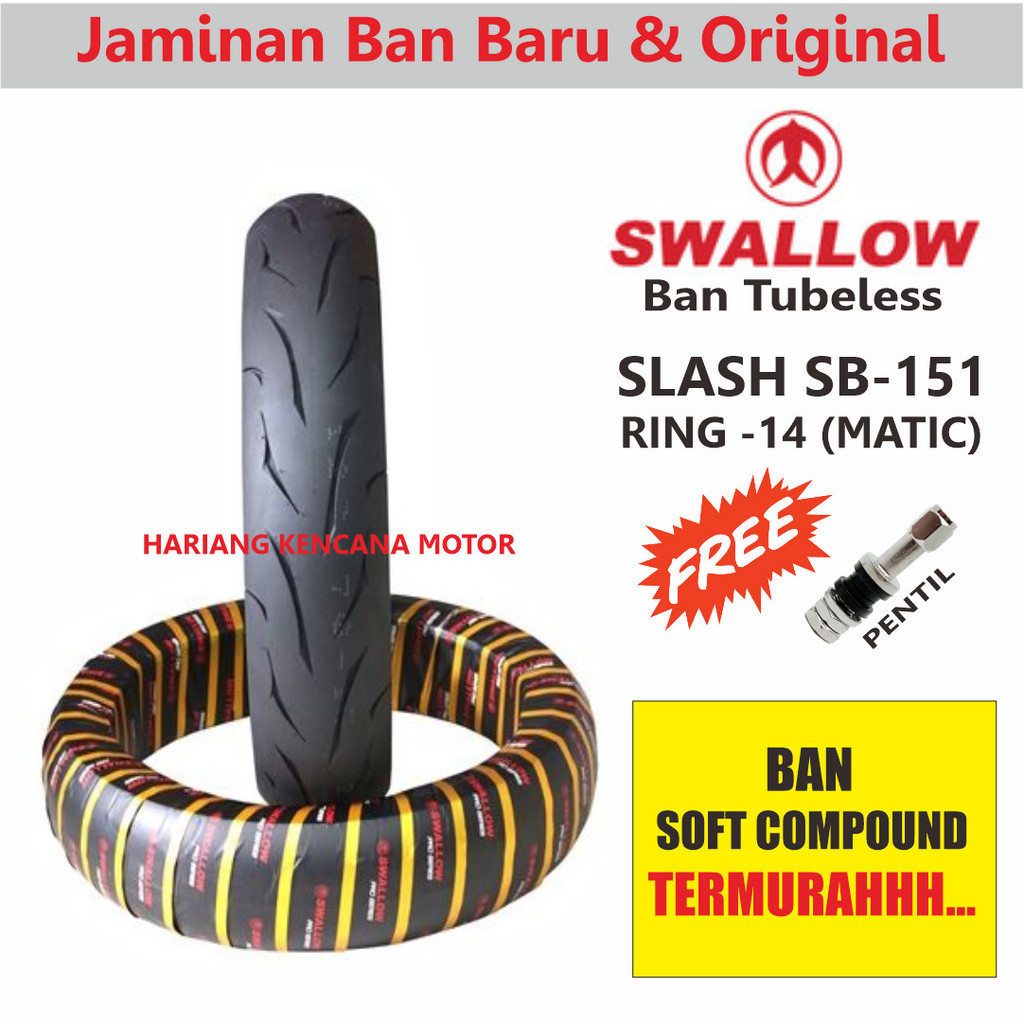 Jual Ban Luar SWALLOW SLASH SB-151 80/90/100 Ring 14 Tubeless Soft ...