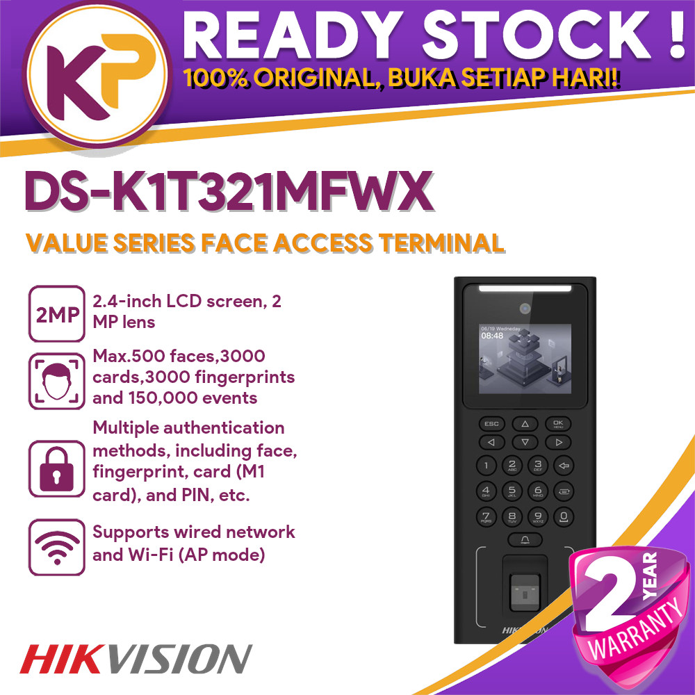 Jual HIKVISION DS-K1T321MFWX VALUE FACE, FINGERPRINT, CARD ACCESS TERMINAL | Shopee Indonesia