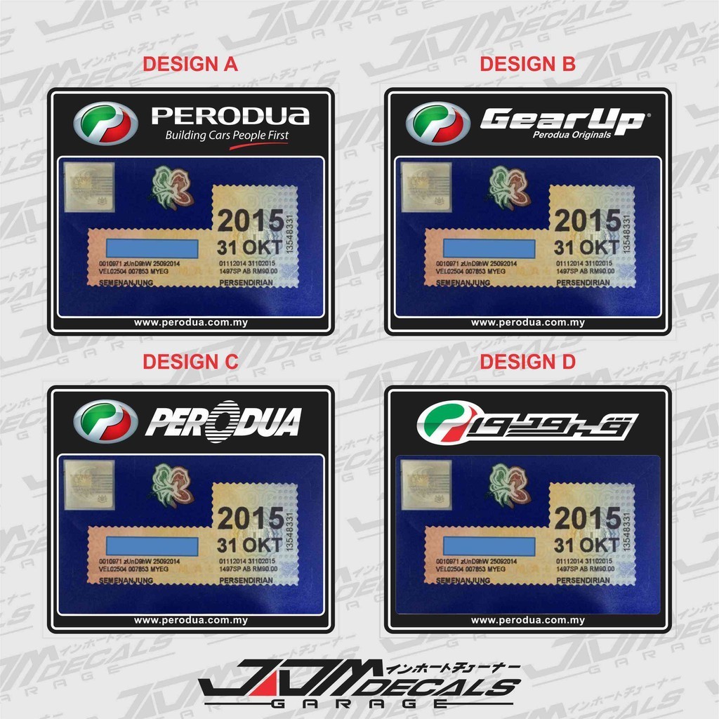 Jual Perodua Gear Up Car Windscreen Roadtax Decal Sticker | Shopee ...