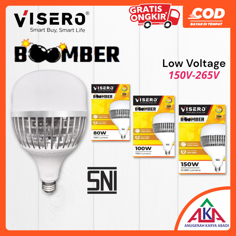 Jual Lampu Bohlam LED Besar / Jumbo VISERO BOOMBER 80 / 100 / 150 Watt SNI Cool Daylight ...