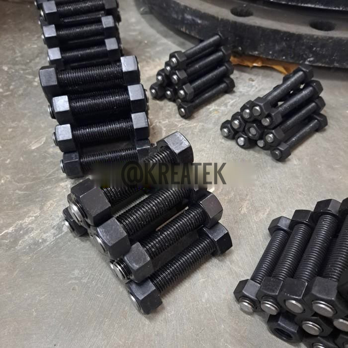 Jual Stud Bolt and Nut 5/8 x 2 1/2 inch B7 2H Baja Hitam | Shopee Indonesia