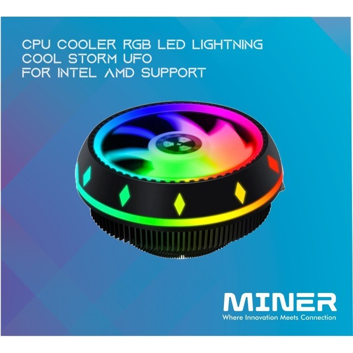 Jual CPU Cooler RGB LED Lightning Cool Storm UFO Support Intel Amd ...