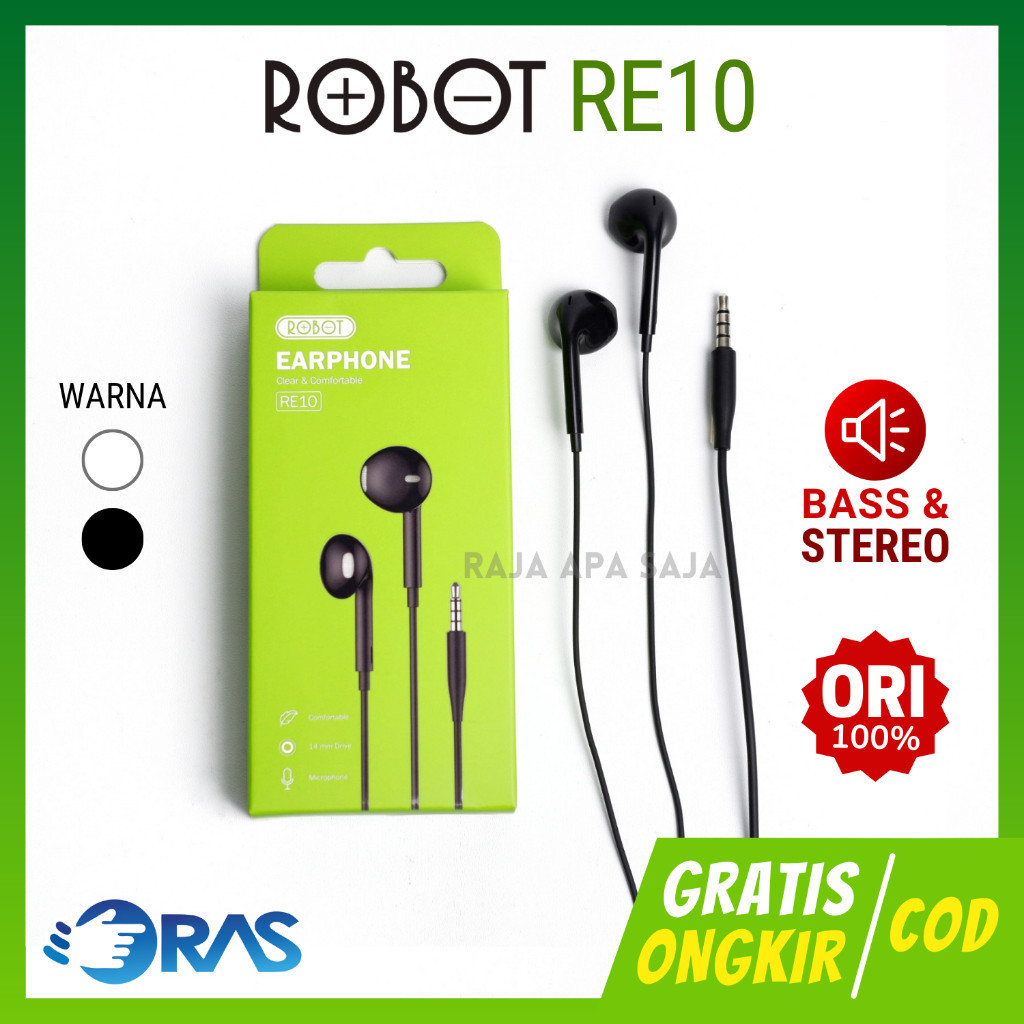 Jual HEADSET ROBOT RE10 FULL BASS STEREO - Handsfree Earphone Hetset ...