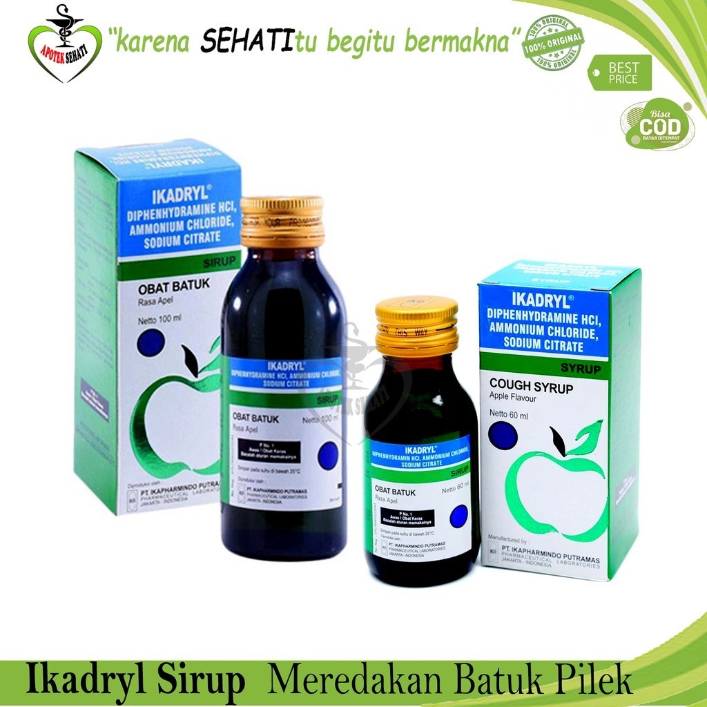 Jual Ikadryl Sirup Expectoran Obat Batuk Berdahak Rasa Apel | Shopee ...