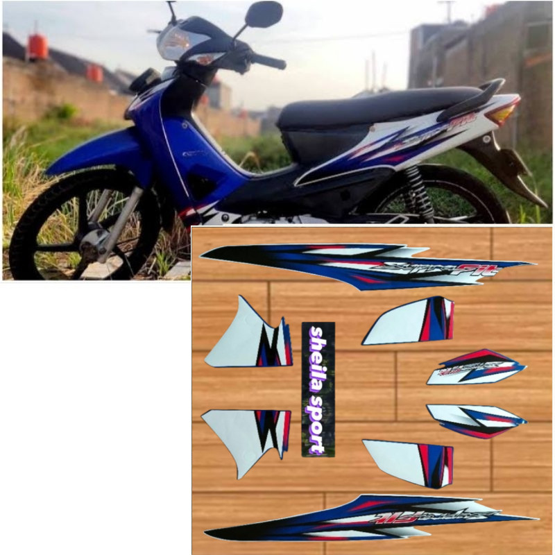Jual Striping supra fit stiker Honda Supra Fit biru putih tahun 2006 ...