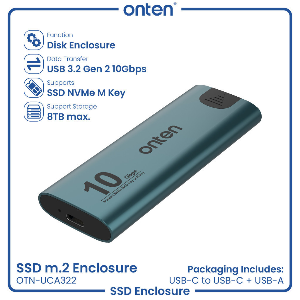 Jual Onten SSD Enclosure NVMe m.2 USB3.2 Gen2 10Gbps SSD External Case ...