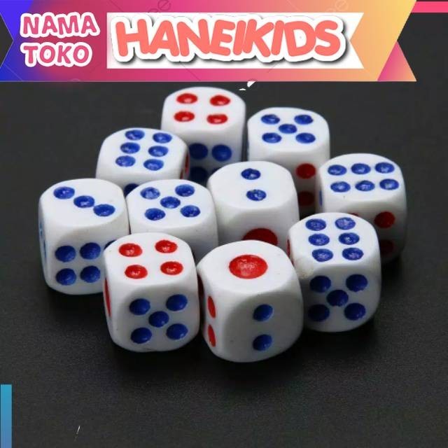 Jual Mainan Dadu / Mainan dadu dice plastik putih / dadu ular tangga ...