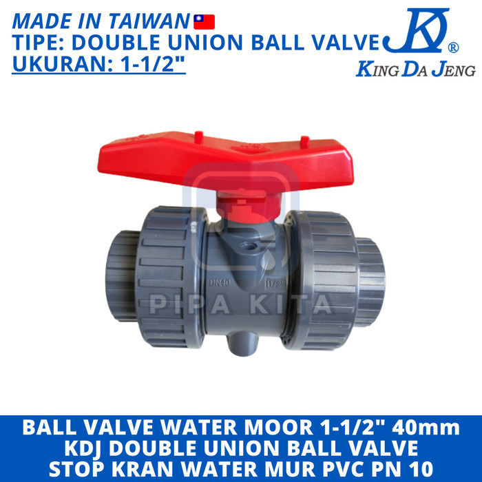 Jual Double Union Ball Valve Watermur 1 1/2 INCH PVC KDJ Water Moor Mur ...