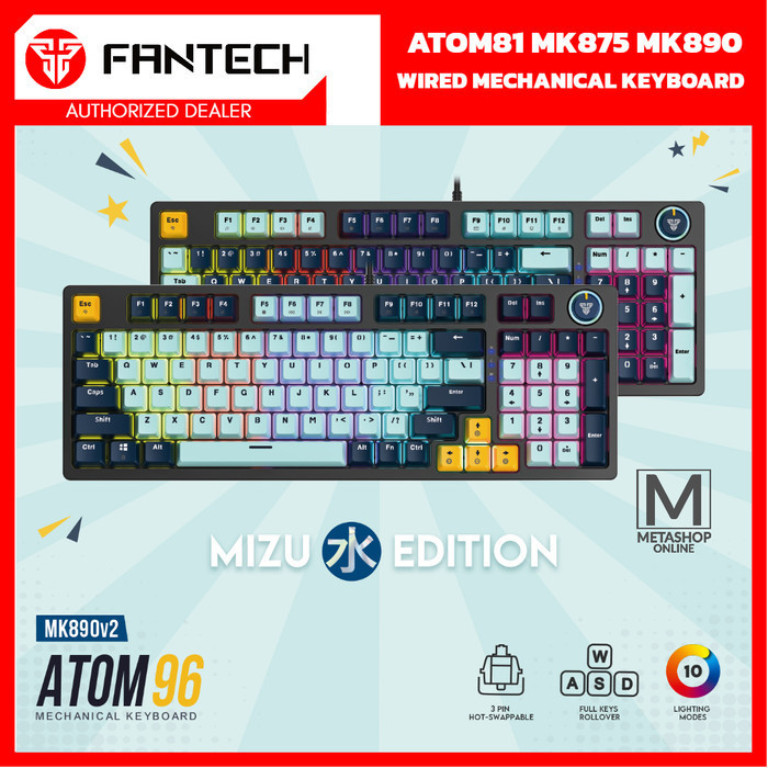 Jual Fantech Atom81 Atom96 Atom63 MK875 V2 MK890 MK874 Wired Mechanical Gaming Keyboard Mizu ...