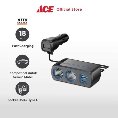 Jual Otto Klasse Charger Mobil Usb & Type C Dengan Lighter Socket ...