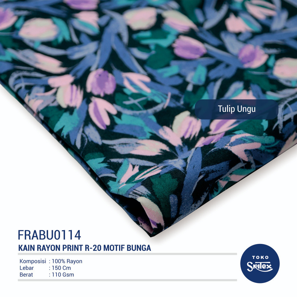Jual Toko Sritex Kain Rayon Print Bunga Tulip Ungu Premium Ekspor R 20 ...
