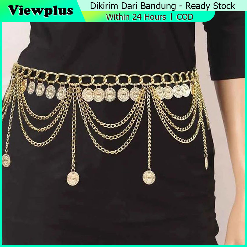 Jual Ikat Pinggang Rantai charm logam Etnis Wanita Fashion Model Ikat ...