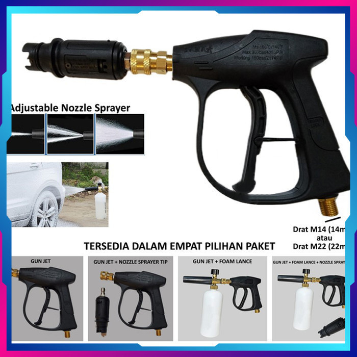 Jual Kepala Quick Release Gun Jet Cleaner Drat M14 1/4 M22 Foam Lance | Shopee Indonesia