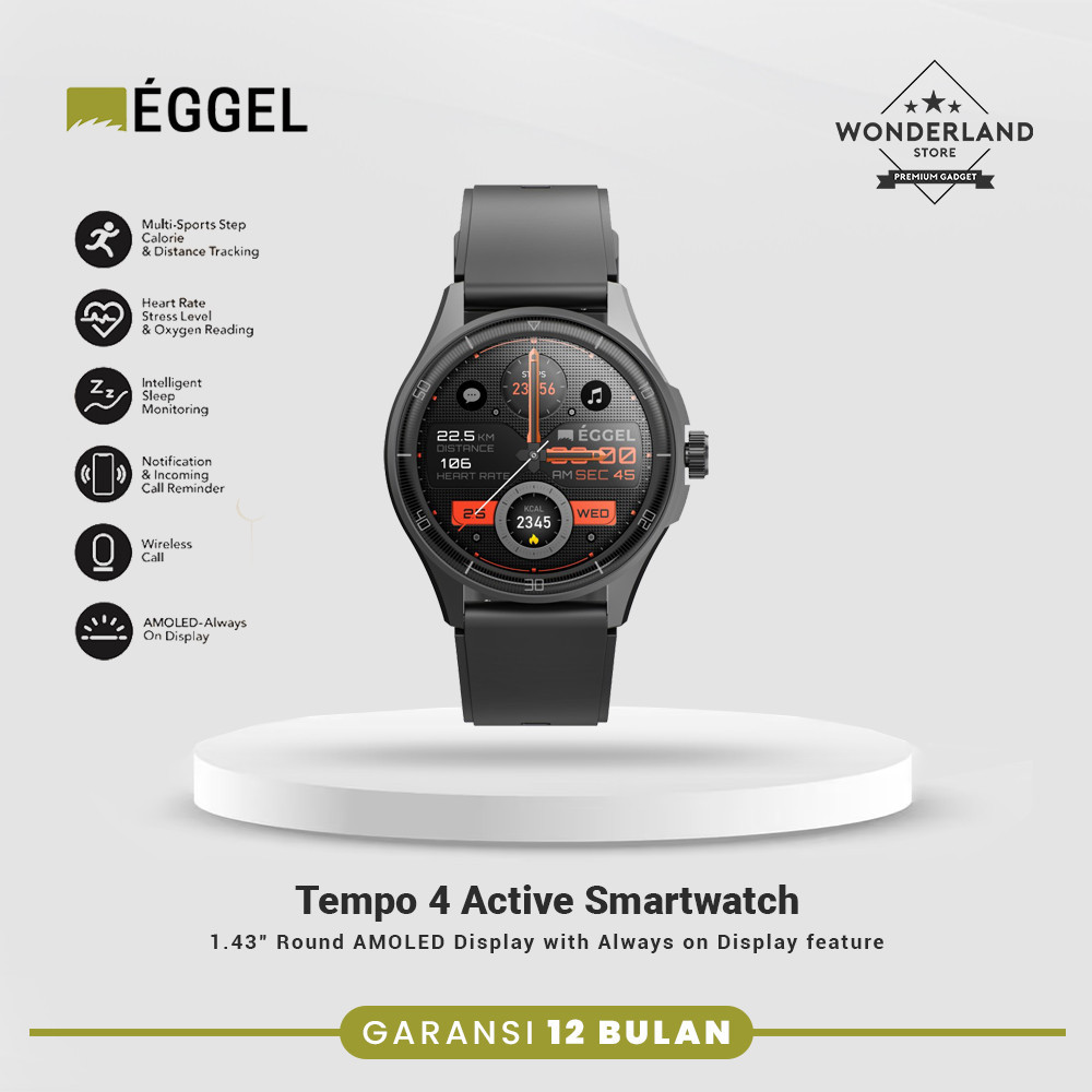 Jual Eggel Tempo 4 Active Smartwatch AMOLED Screen Always On Display ...
