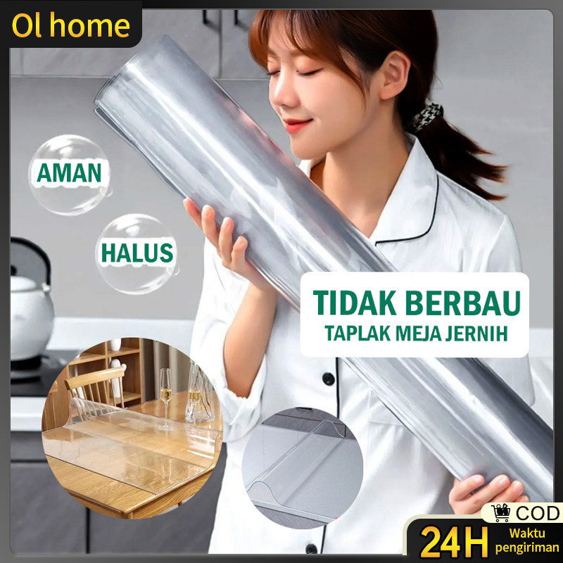 Jual Olhome Plastik meja makan bening tebal 2mm taplak meja waterproof ...