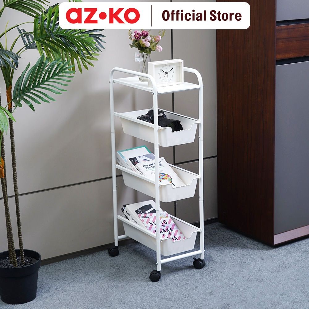 Jual AZKO Stora Rak Troli 4 Laci Slim Frame Metal - Putih Tempat ...