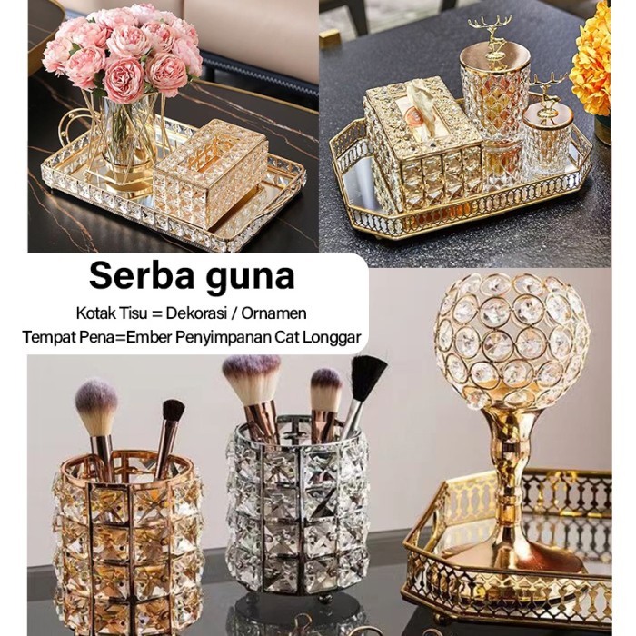 Jual Kotak Tisu Crystal /Gold Tempat Tisu Kristal /Luxury Tissue Box ...