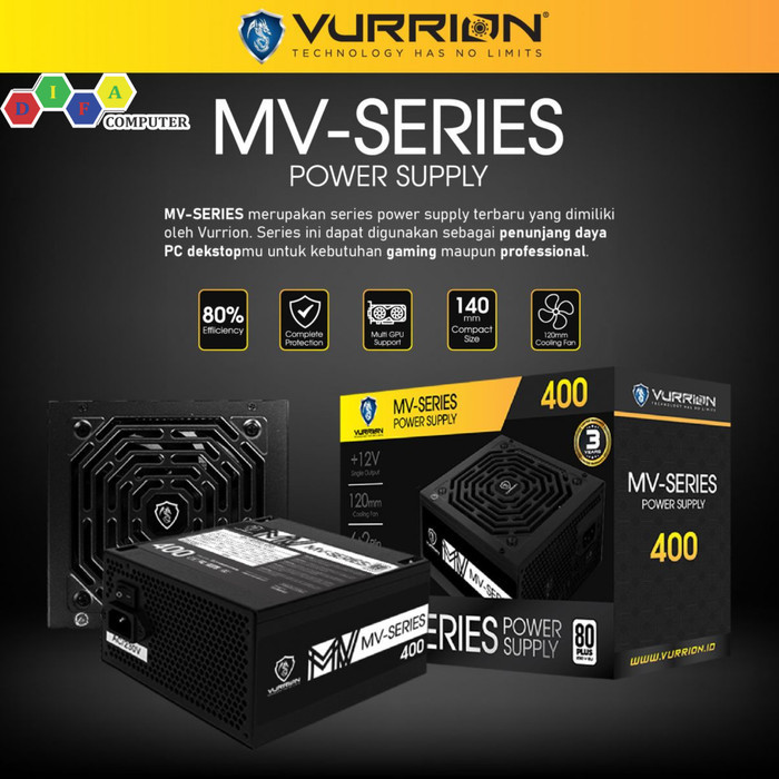 Jual Power Supply VURRION MV500 500 WATT MV400 400WATT 80Plus | Shopee ...
