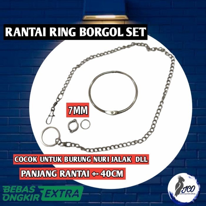 Jual RANTAI RING BORGOL SET RANTAI BORGOL KAKI BURUNG NURI 7MM | Shopee ...