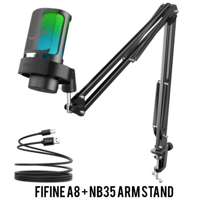 Jual FIFINE AMPLIGAME A8 RGB USB CONDENSER MICROPHONE GAMING + ARM ...