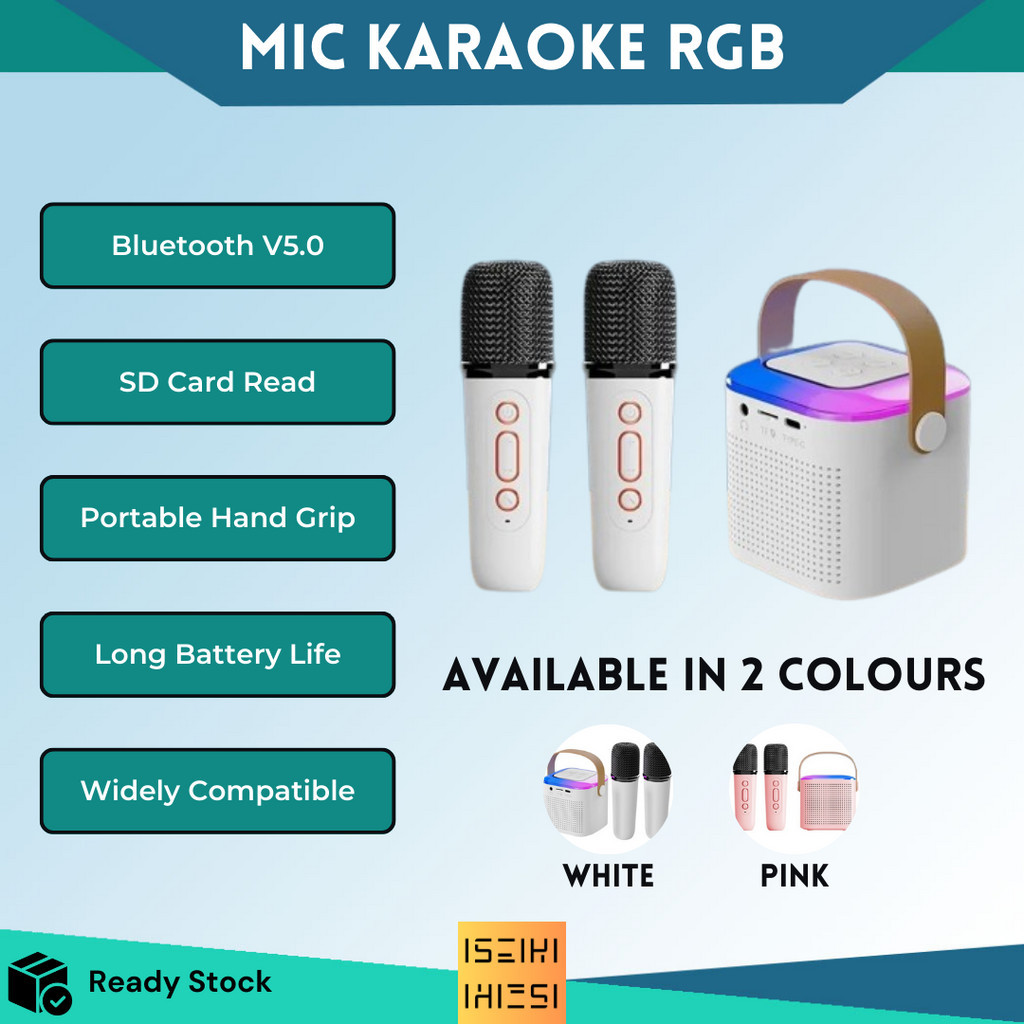 Jual Bluetooth Speaker Set 2 Mic RGB LED Wireless Portable Lampu ...