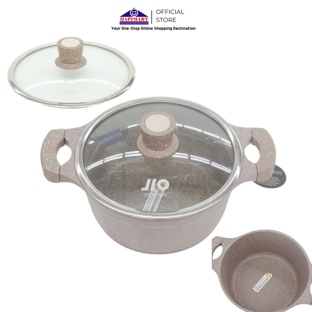 Jual JIO Brown Marble Pan Cypruz Casserole + Lid Anti Gores 24cm Anti ...