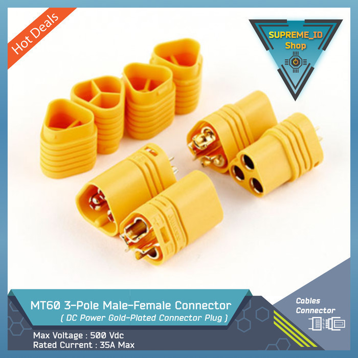 Jual MT60 Triangular Bullet 3-pole 3-pin Gold Plated Lipo Li-ion ...
