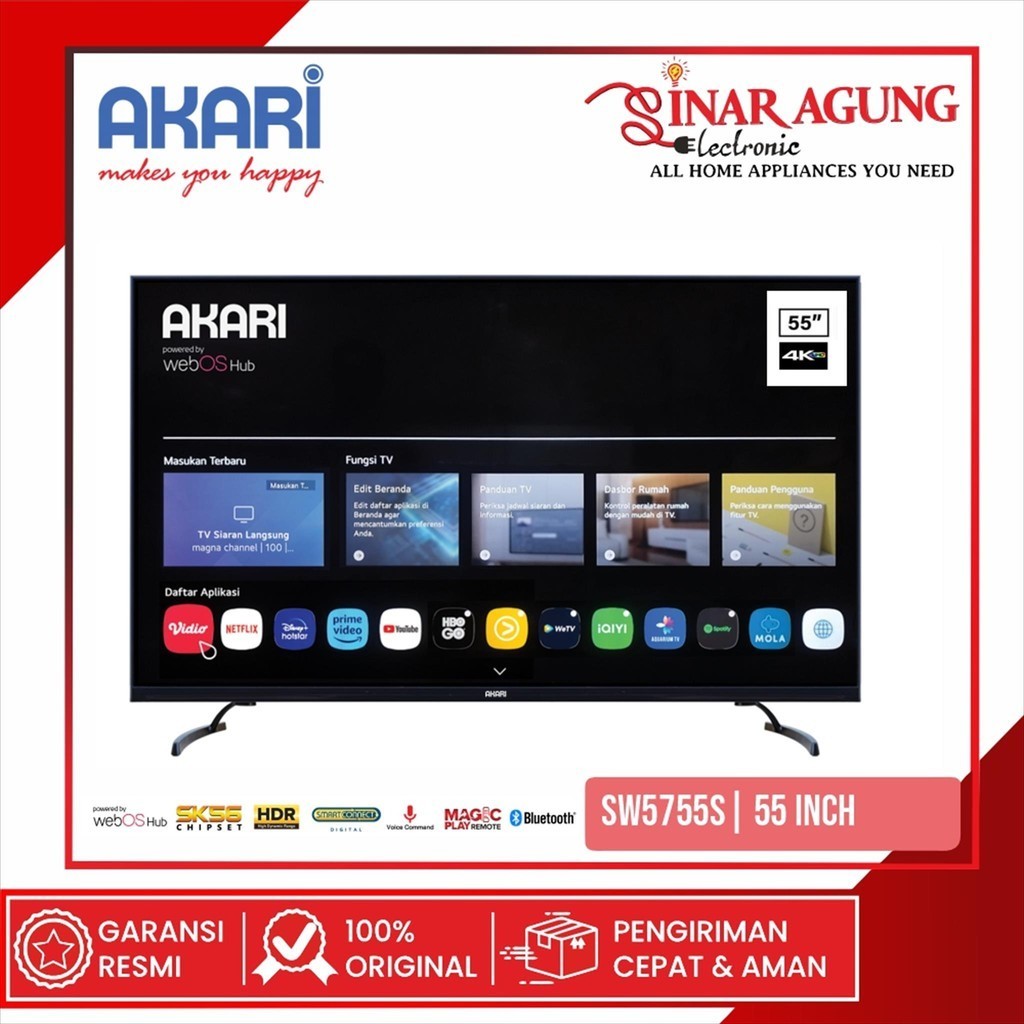 Jual AKARI SW-5755S LED SMART TV 55 INCH UHD 4K - GARANSI RESMI ...