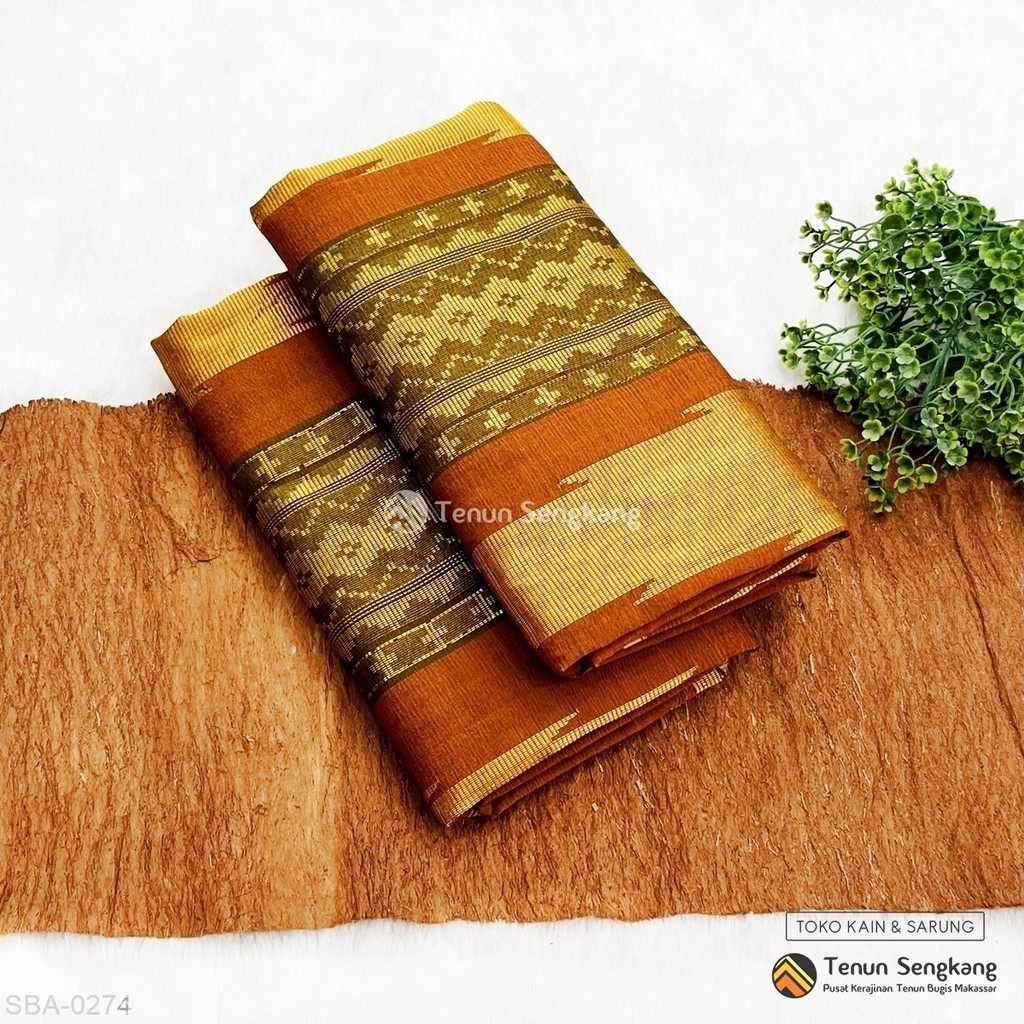 Jual Sarung Bugis Sutra Makassar Tenun Asli Teracota Army Gold ...