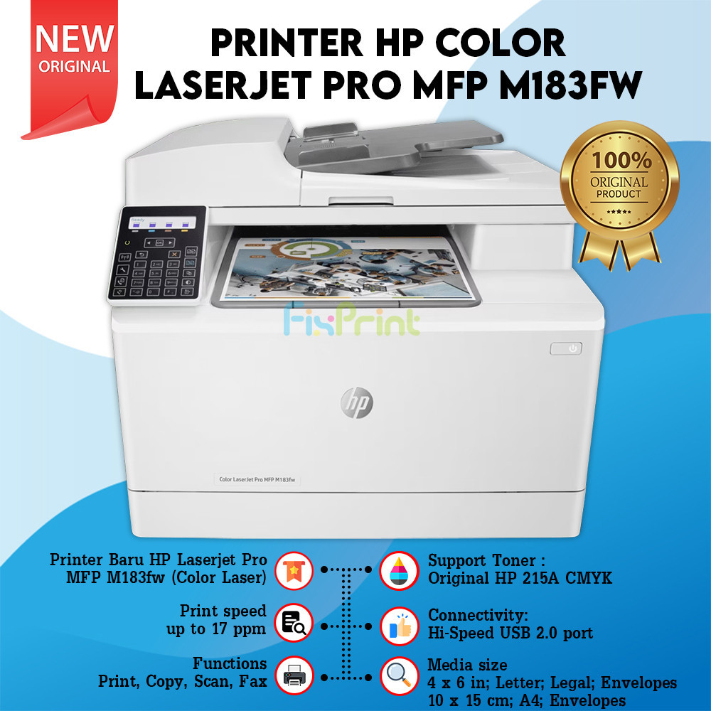 Jual Printer HP Color LaserJet Pro MFP M183fw | 183FW Garansi Resmi HP ...
