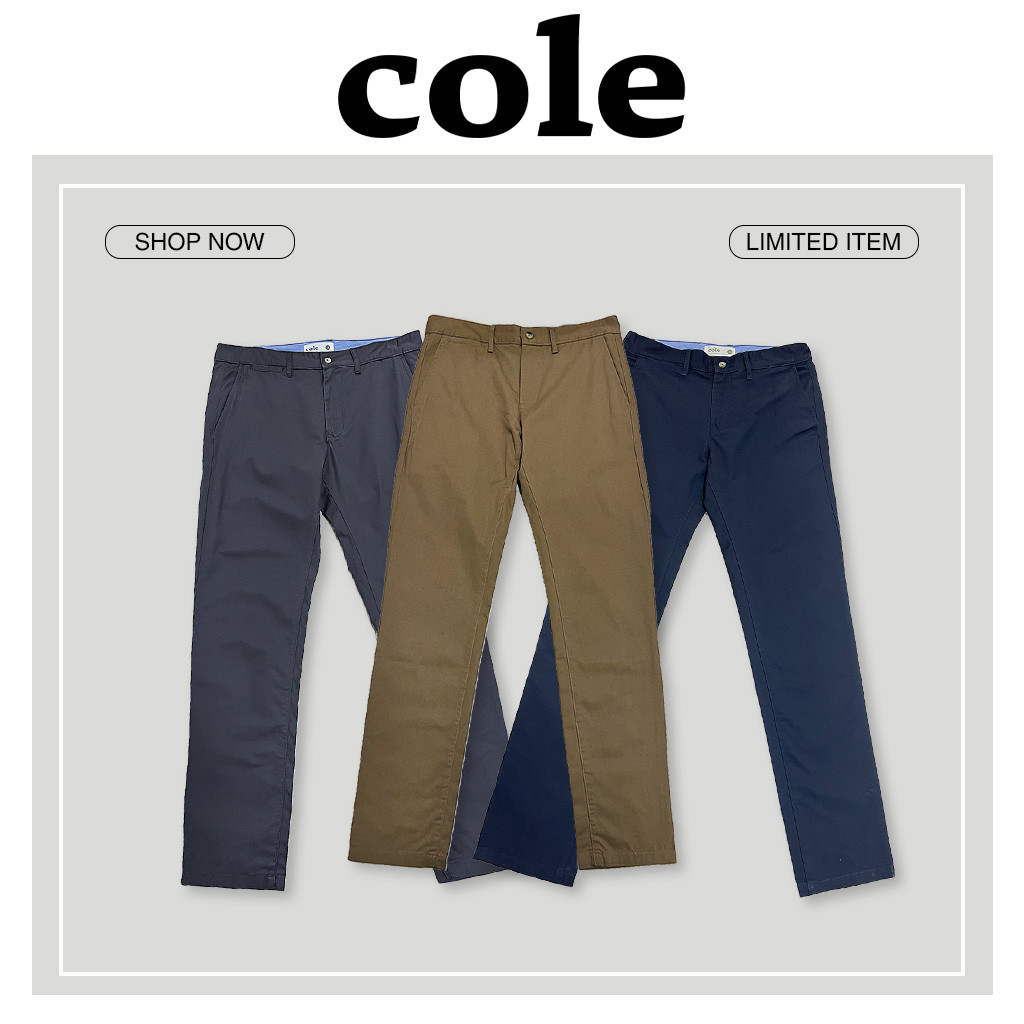 Jual COLE Celana Katun Chino Pria Slim Fit Coklat Navy Charcoal Formal Original Celana Pria ...
