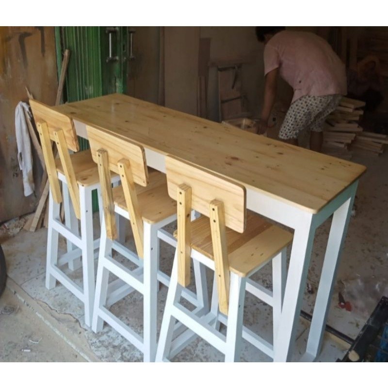 Jual meja dinding caffe, meja makan, meja resto kayu jati Belanda | Shopee Indonesia