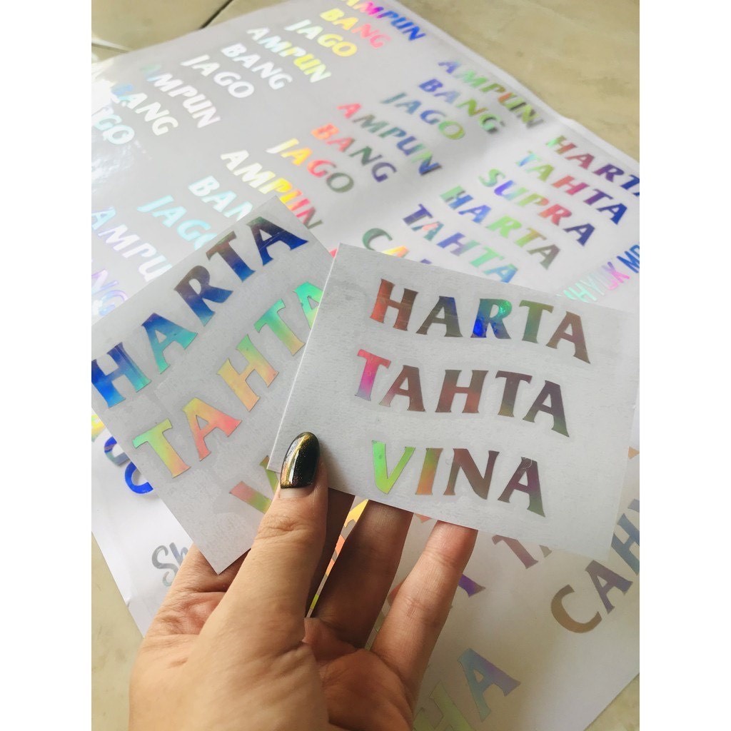 Jual Sticker Cutting Hologram request nama harta tahta Tulisan jepang ...